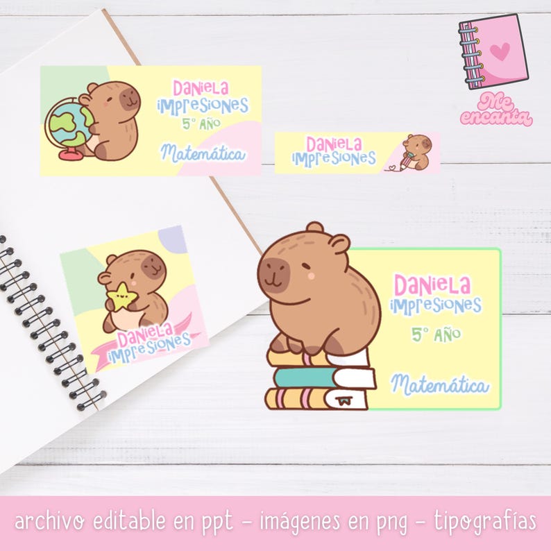 Stickers escolar capibara imprimible editable archivo - Etsy México