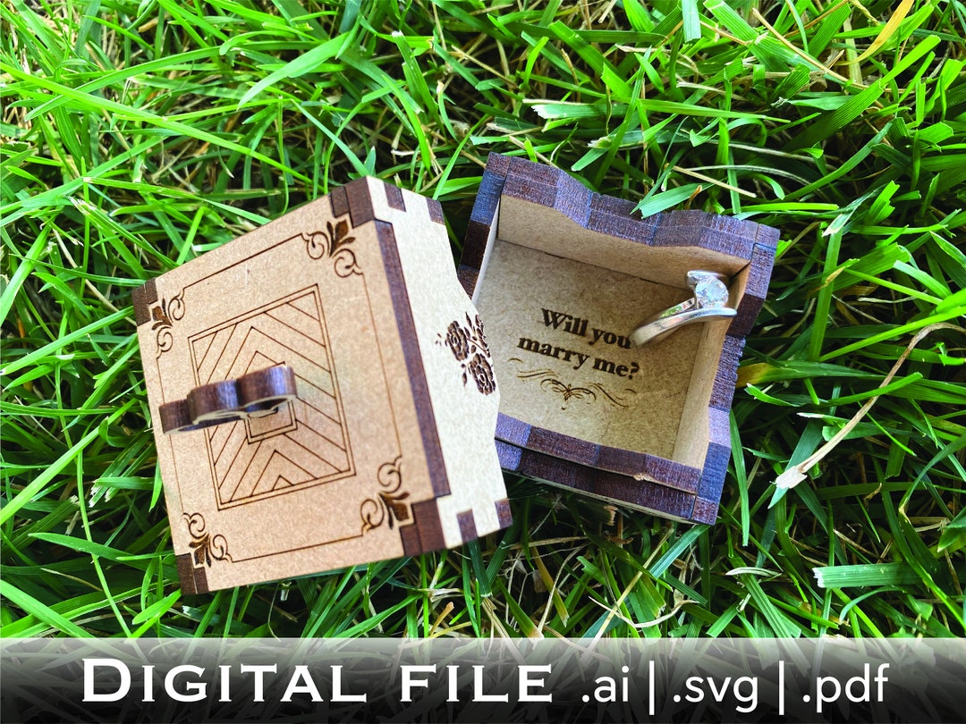 Laser Cut Engagement Ring Box Template – Floral Proposal, AI SVG PDF ...