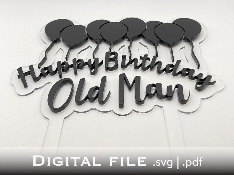 Digital File Only Happy Birthday Old Man Cake Topper 40th - Etsy