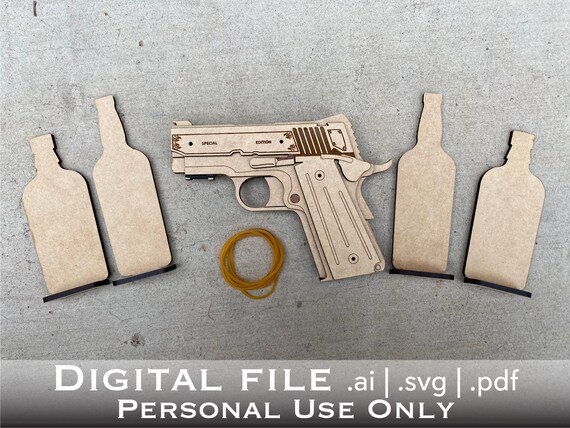 Digital File Only Mini 9mm Rubber Band Gun SVG PDF Ai | Etsy
