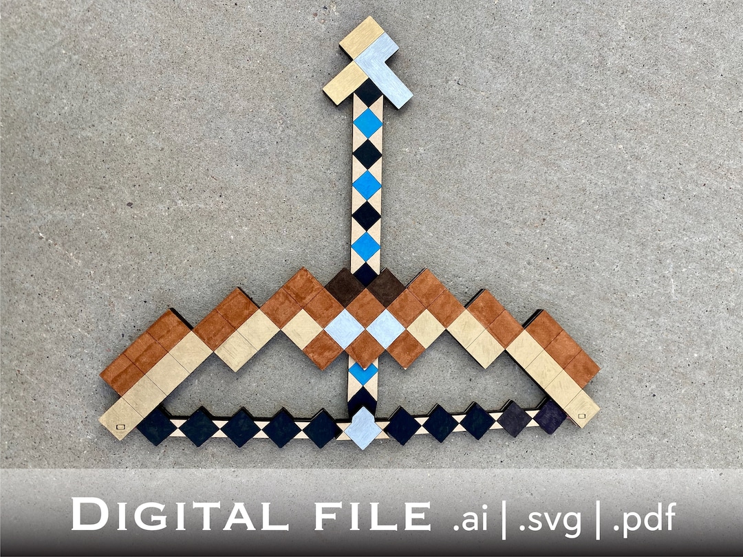 Digital File Minecraft Style Bow and Arrow SVG, Ai, PDF Laser Cut - Etsy