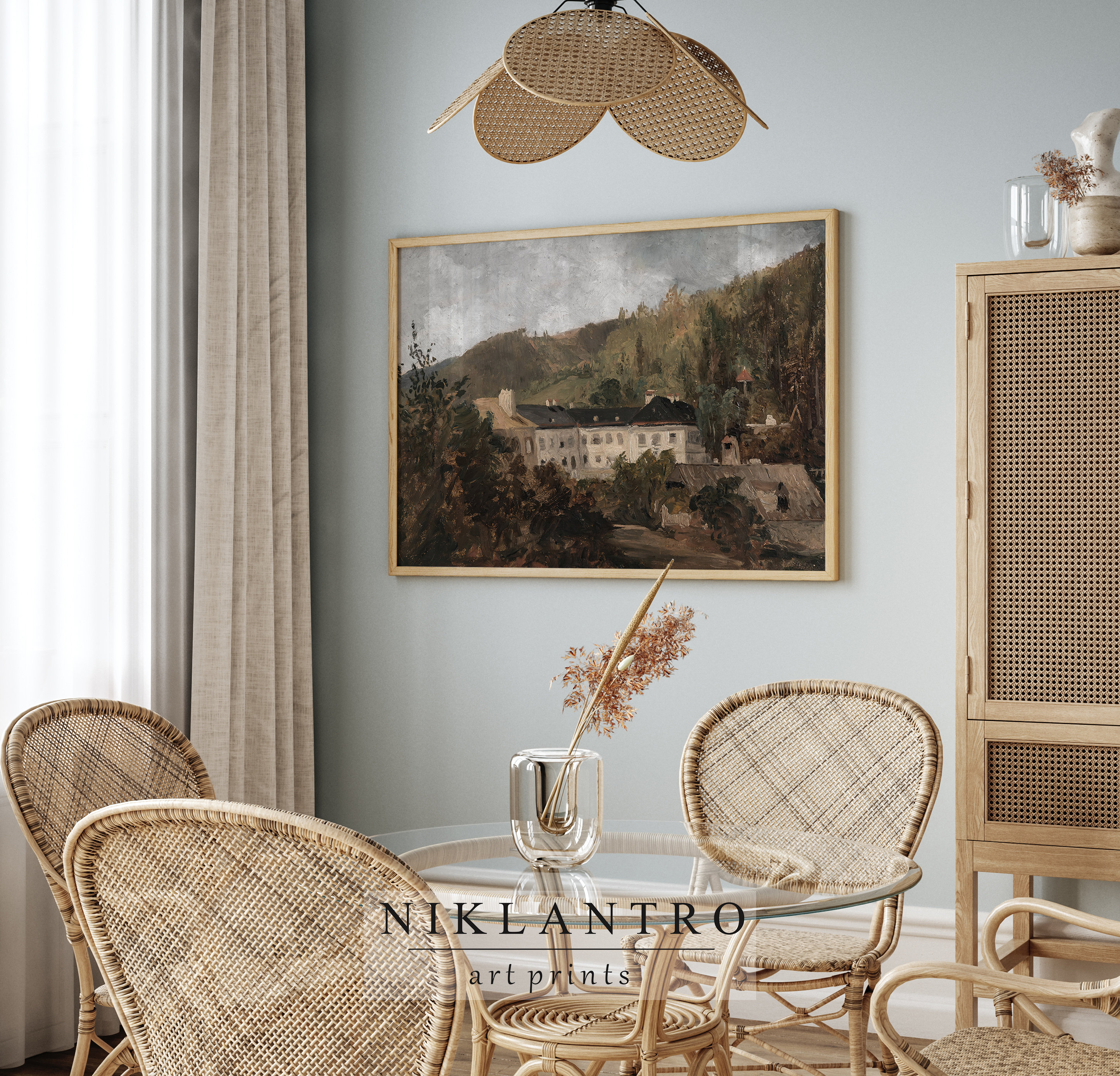 Vintage European Landscape Wall Art French Country Decor Painting ...