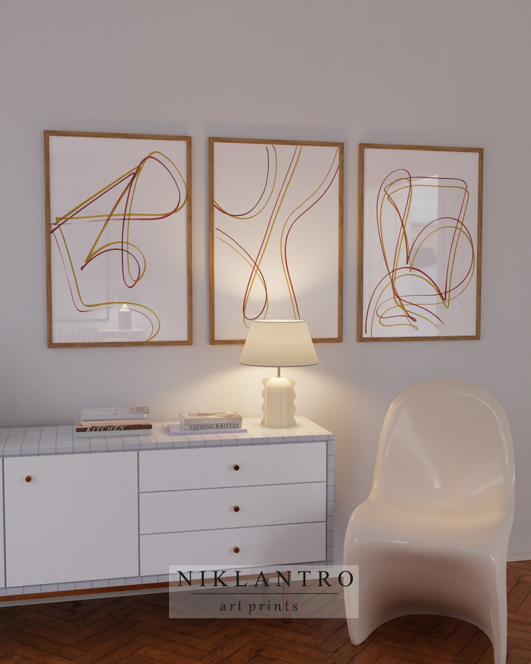 Gallery Wall Print Set of 2 Line Art Drawing | Abstract Line Art Decor ...