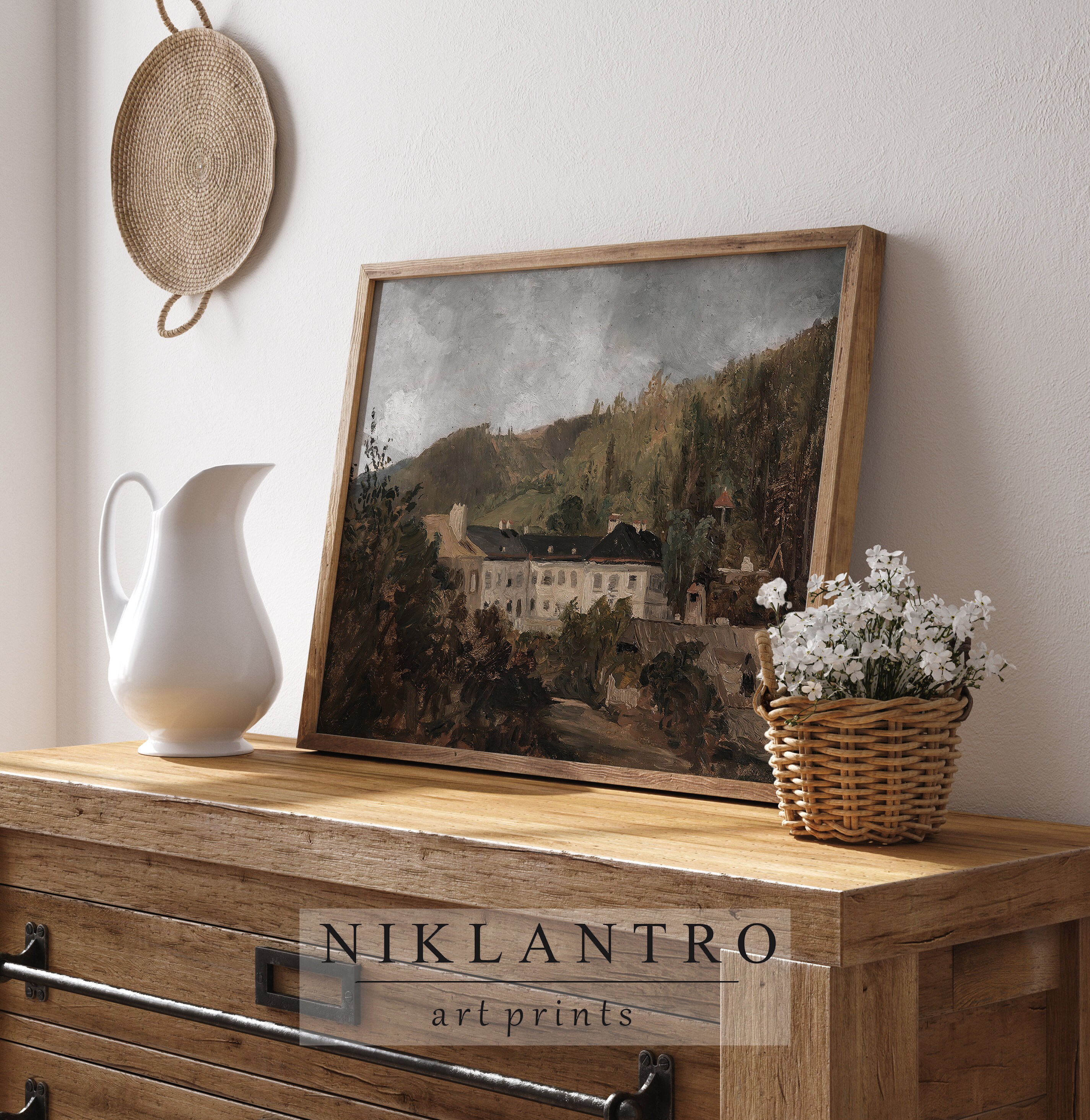 Vintage European Landscape Wall Art French Country Decor Painting ...