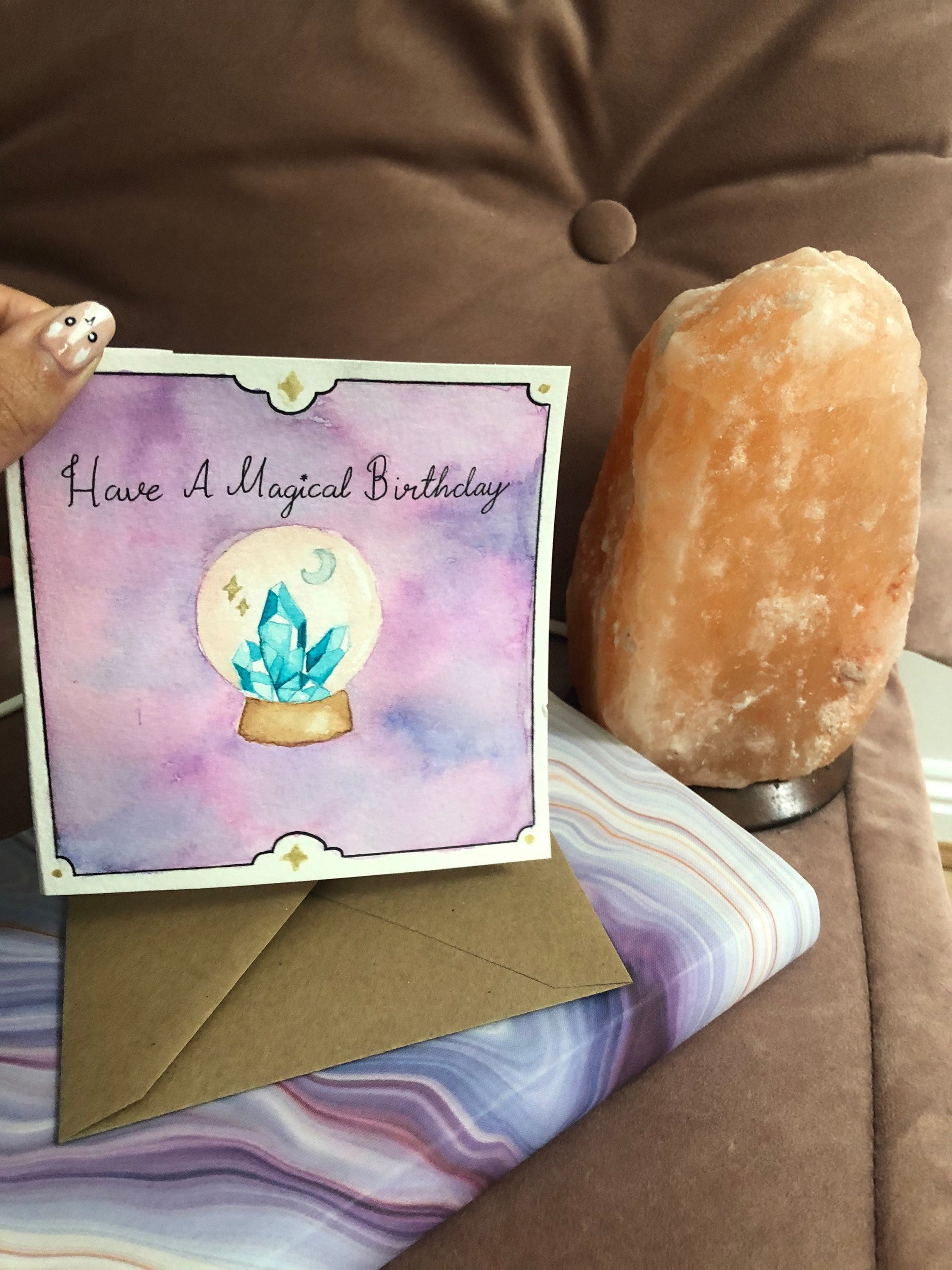Magic Crystal Ball Birthday Card Gemstone Fortune Telling Tarot Card - Etsy