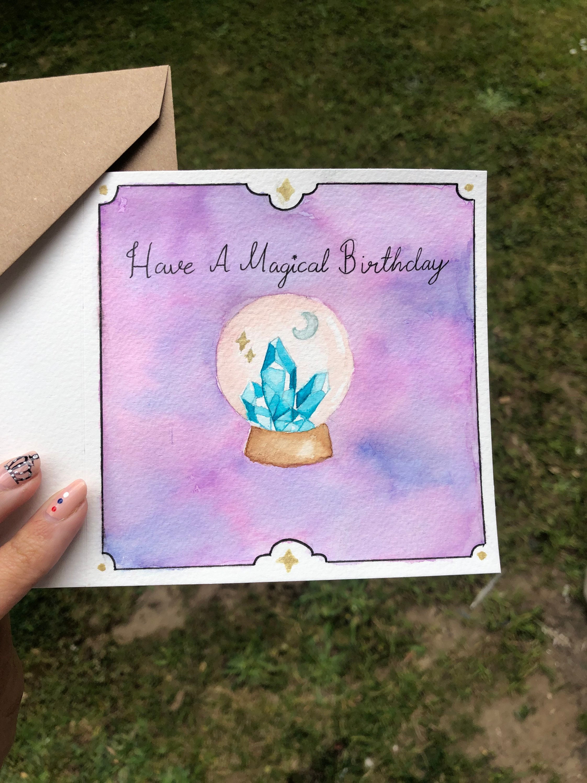 Magic Crystal Ball Birthday Card Gemstone Fortune Telling Tarot Card - Etsy