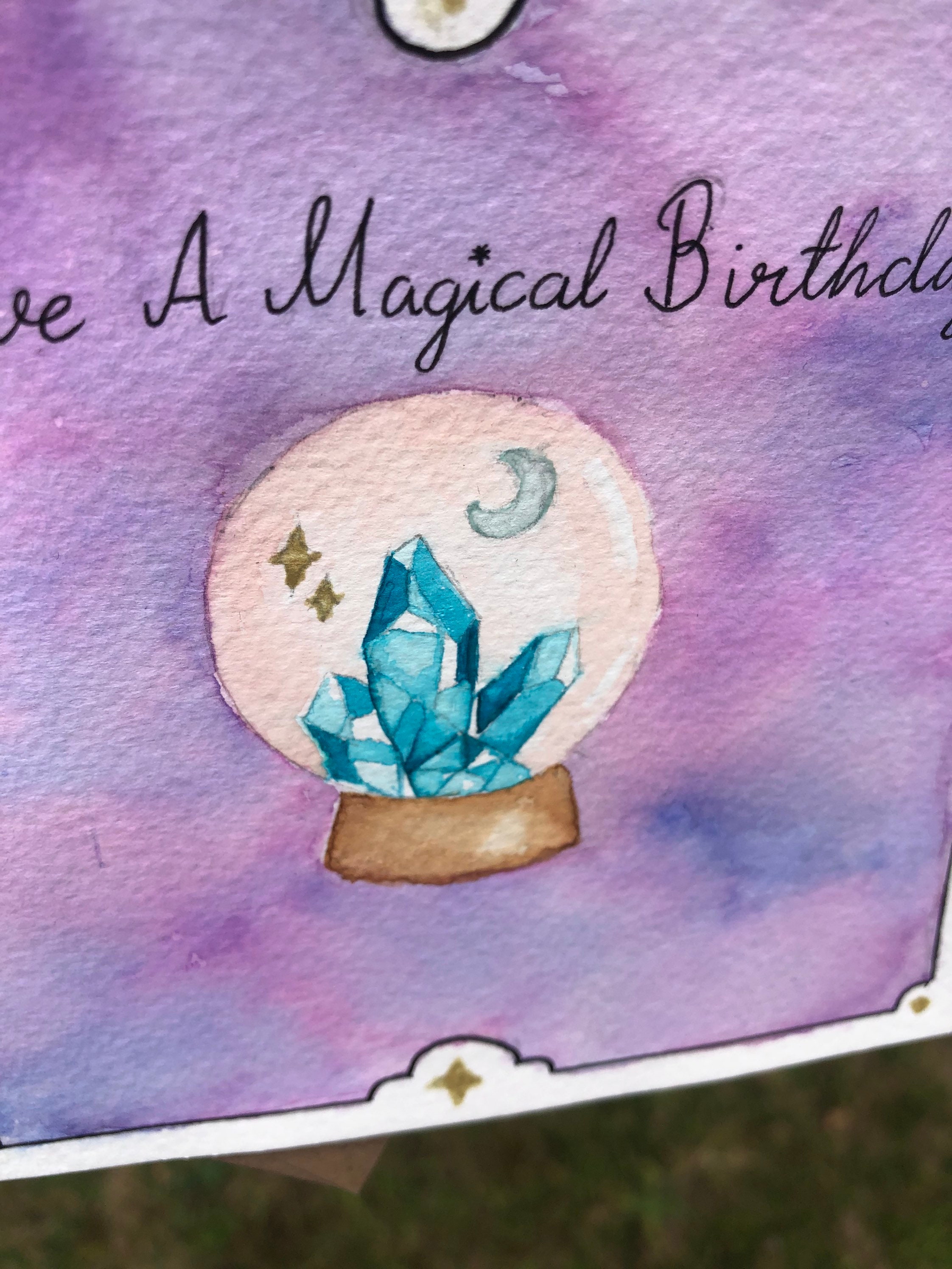 Magic Crystal Ball Birthday Card Gemstone Fortune Telling Tarot Card - Etsy