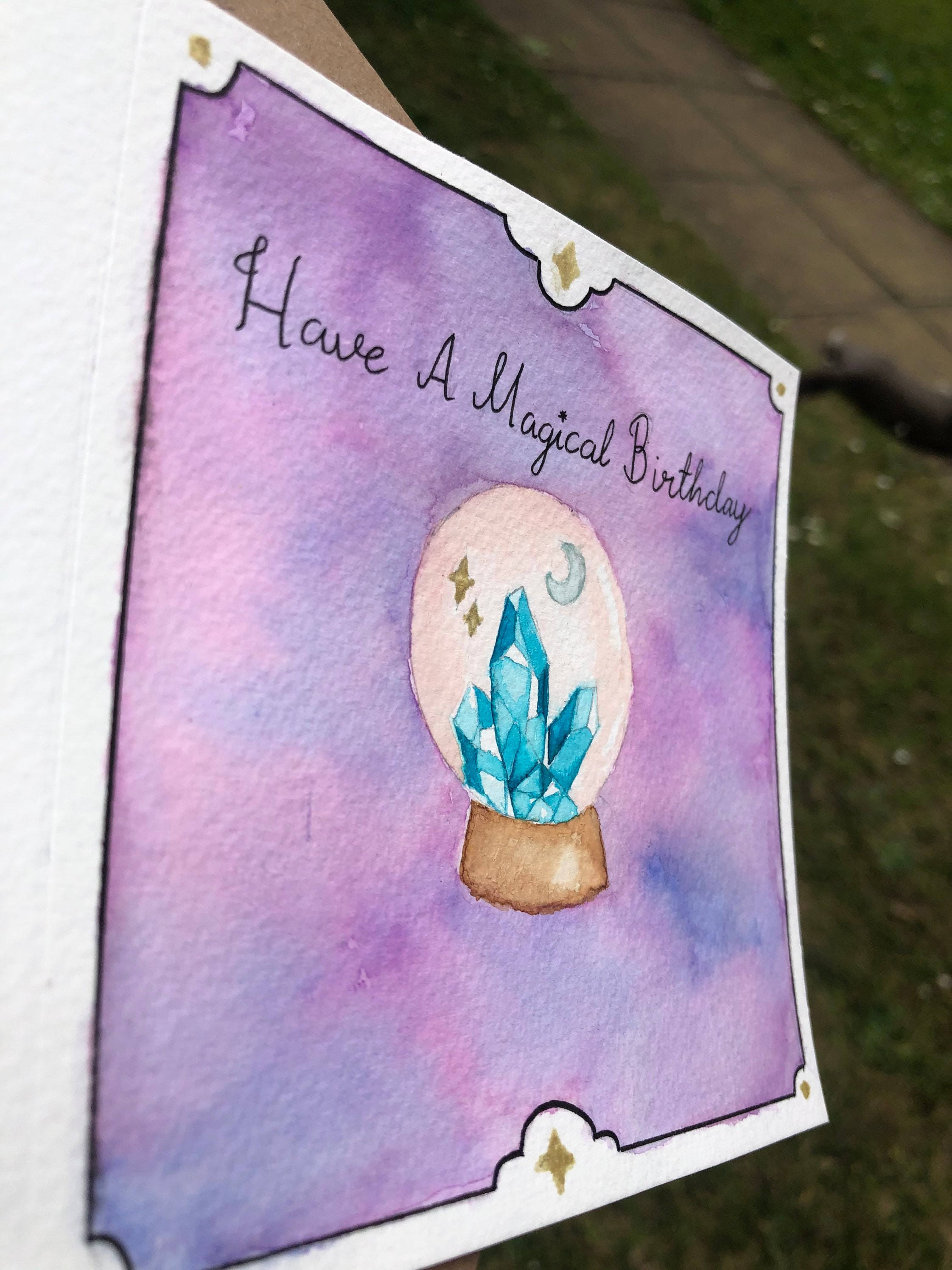 Magic Crystal Ball Birthday Card Gemstone Fortune Telling Tarot Card - Etsy