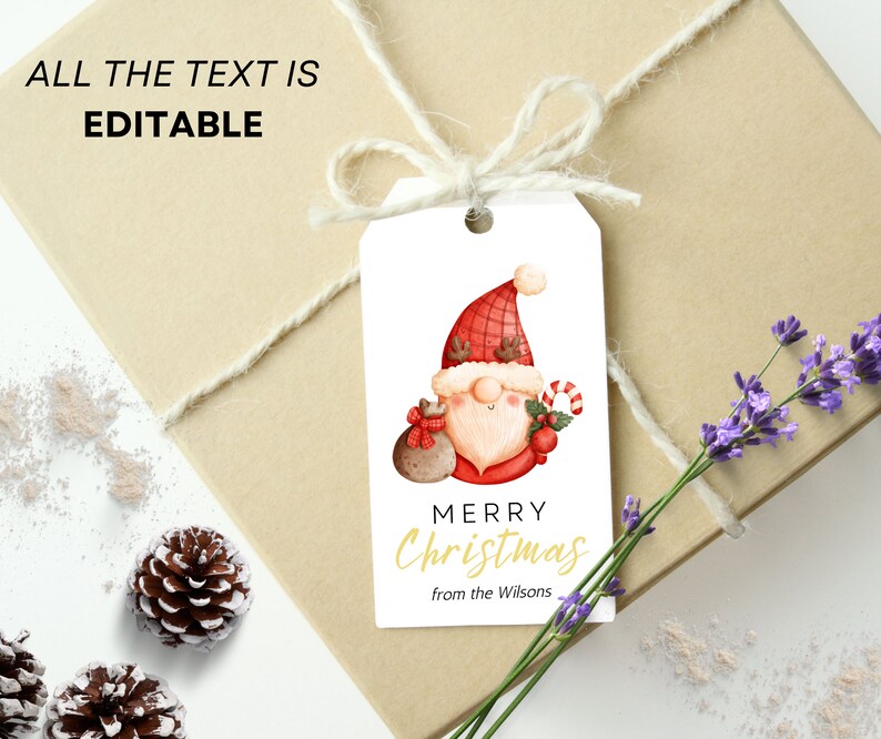 EDITABLE Christmas Gift Tag Holiday Gift Tag Template With - Etsy