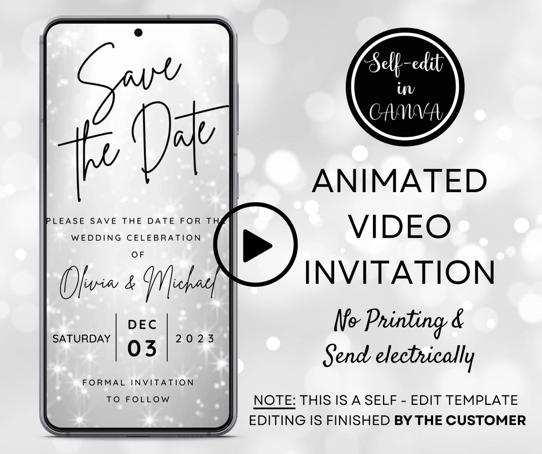 Video Save the Date Any Event Invitation, Animated Birthday/wedding Party Evite, Eco Friendly ...