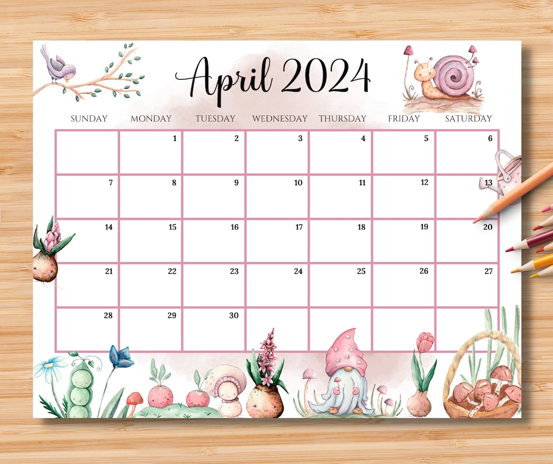EDITABLE April 2024 Calendar, Fillable Spring Planner, Monthly Schedule ...