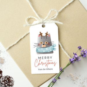 EDITABLE Cat Christmas Gift Tag, Holiday Gift Tag Template W/ Kittens ...