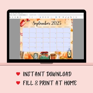 EDITABLE September 2025 Calendar, Beautiful & Cozy Fall Autumn ...