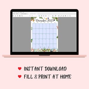 EDITABLE December 2025 Calendar (vertical/portrait), Colorful Christmas ...