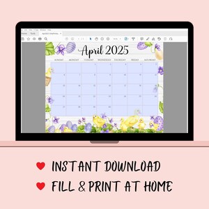 EDITABLE April 2025 Calendar, Easter Planner With Cute Ducks and ...