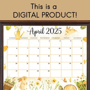EDITABLE April 2025 Calendar, Easter Planner With Cute Bunnies and Eggs ...