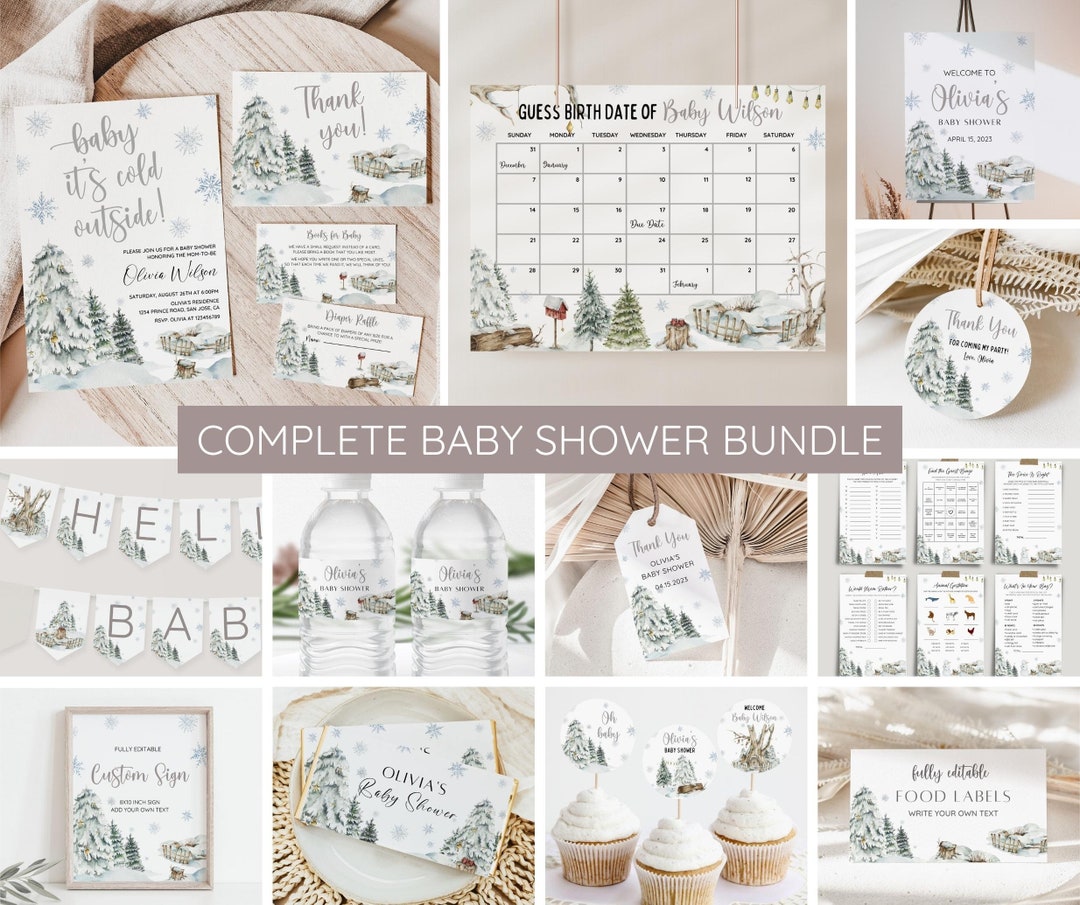 Winter Baby Shower Invitation Bundle, Baby Its Cold Outside Winter Baby ...
