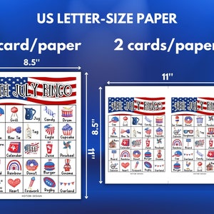 50 Unique 4th of July Bingo Cards, Patriotic Bingo Game, Independence ...