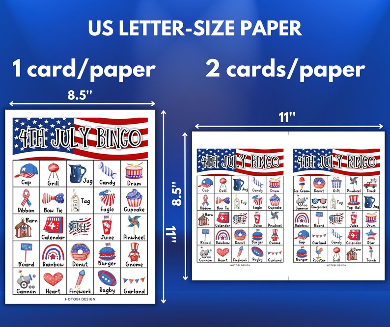 50 Unique 4th of July Bingo Cards, Patriotic Bingo Game, Independence ...