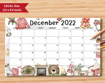 Editable Legal Size Calendar - Etsy