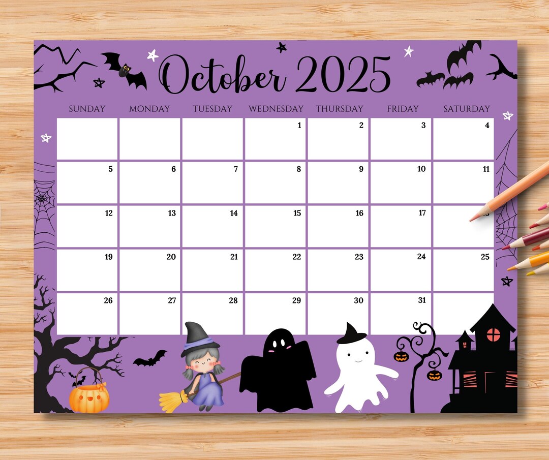 EDITABLE October 2025 Calendar, Spooky Halloween Planner, Printable ...