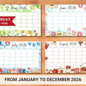 Editable 2026 Calendar A4, Monday Start Monthly Planner PDF, Printable ...