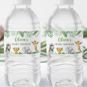 EDITABLE Safari Baby Shower Water Bottle Label, Gender Neutral, Safari ...