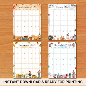 Editable 2026 Vertical Calendar | Portrait Monthly Planner PDF ...