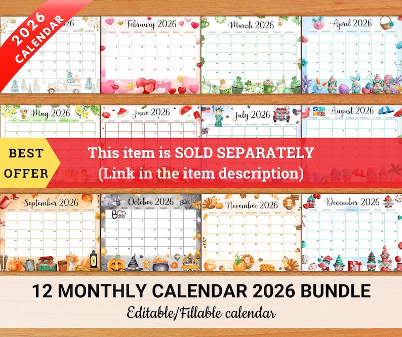 Calendario de junio de 2026 editable / Planificador mensual imprimible ...