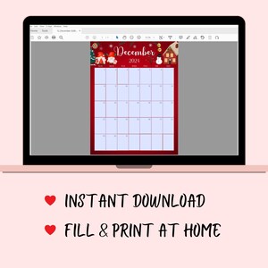 Buy EDITABLE December 2024 Calendar vertical/portrait, Cute Gnome ...