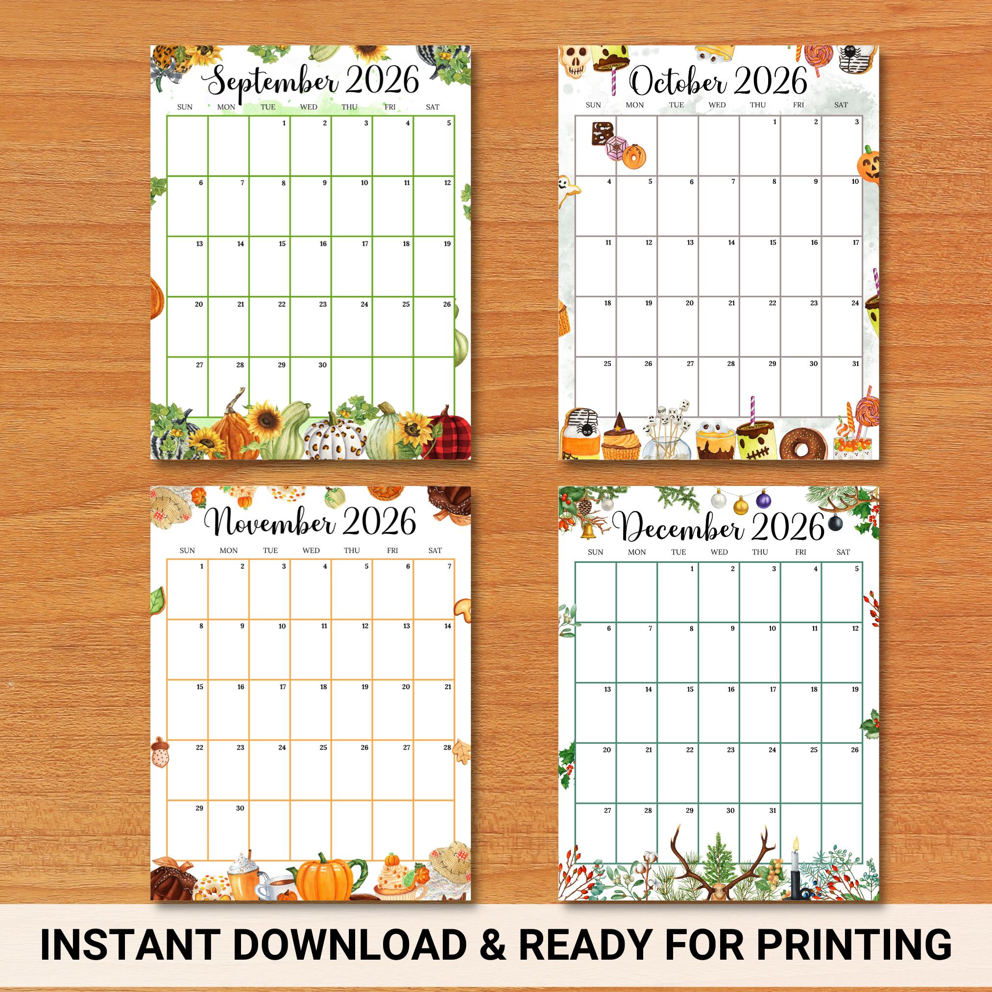 2026 Editable Vertical Calendar PDF, Portrait Monthly Planner ...