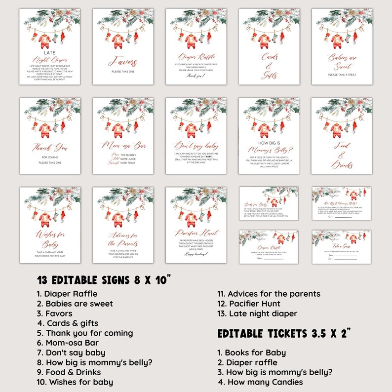 Santa Baby Shower Game Bundle, Christmas Baby Shower Game Package ...