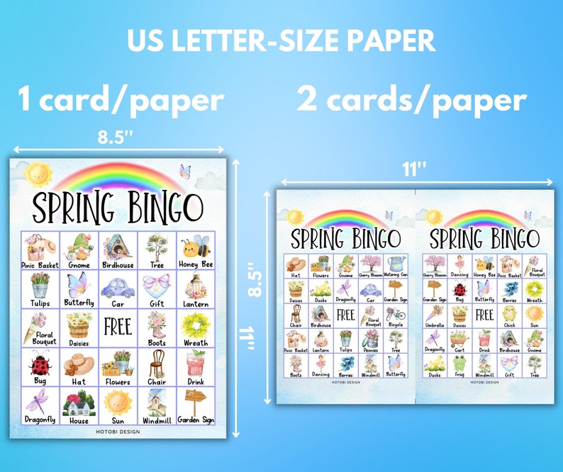 Printable Spring Bingo Game 50 Unique Bingo Cards W/labels - Etsy