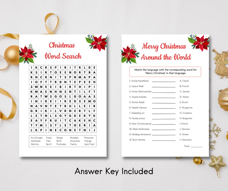 12 Printable Christmas Game Bundle, Christmas Party Games for Kids ...