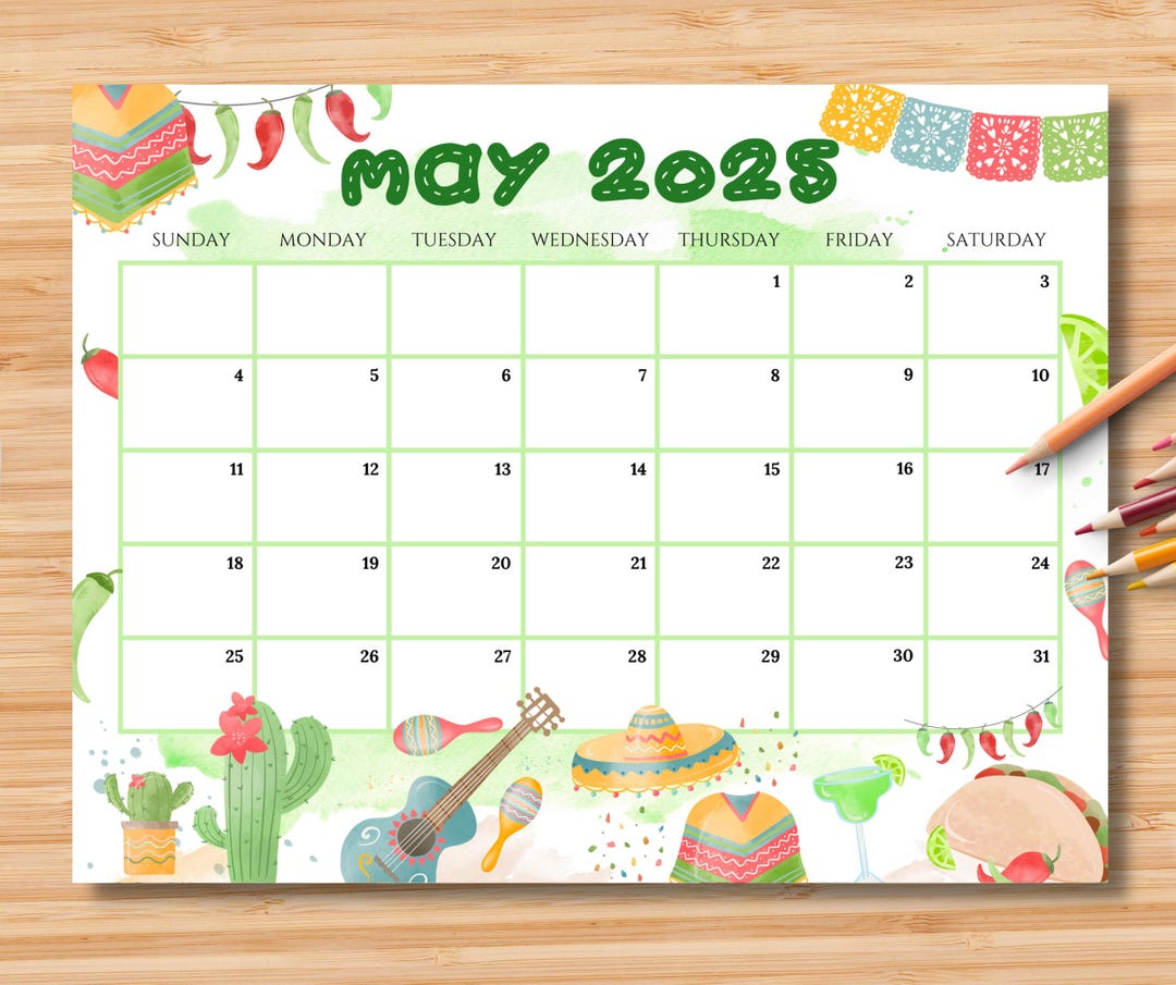 EDITABLE May 2025 Calendar, Cinco De Mayo Planner 2025, Printable ...