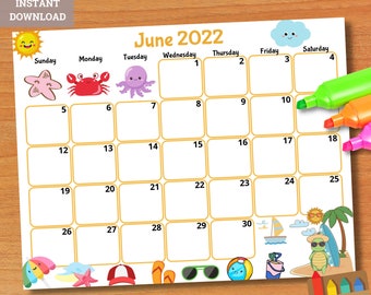 June Calendar 2022 | Etsy