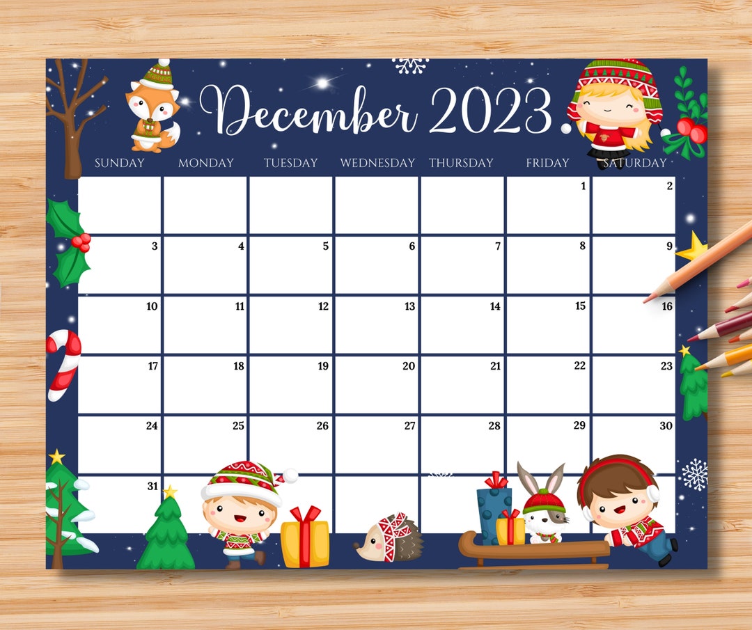 EDITABLE December 2023 Calendar Joyful Christmas With Kids - Etsy UK