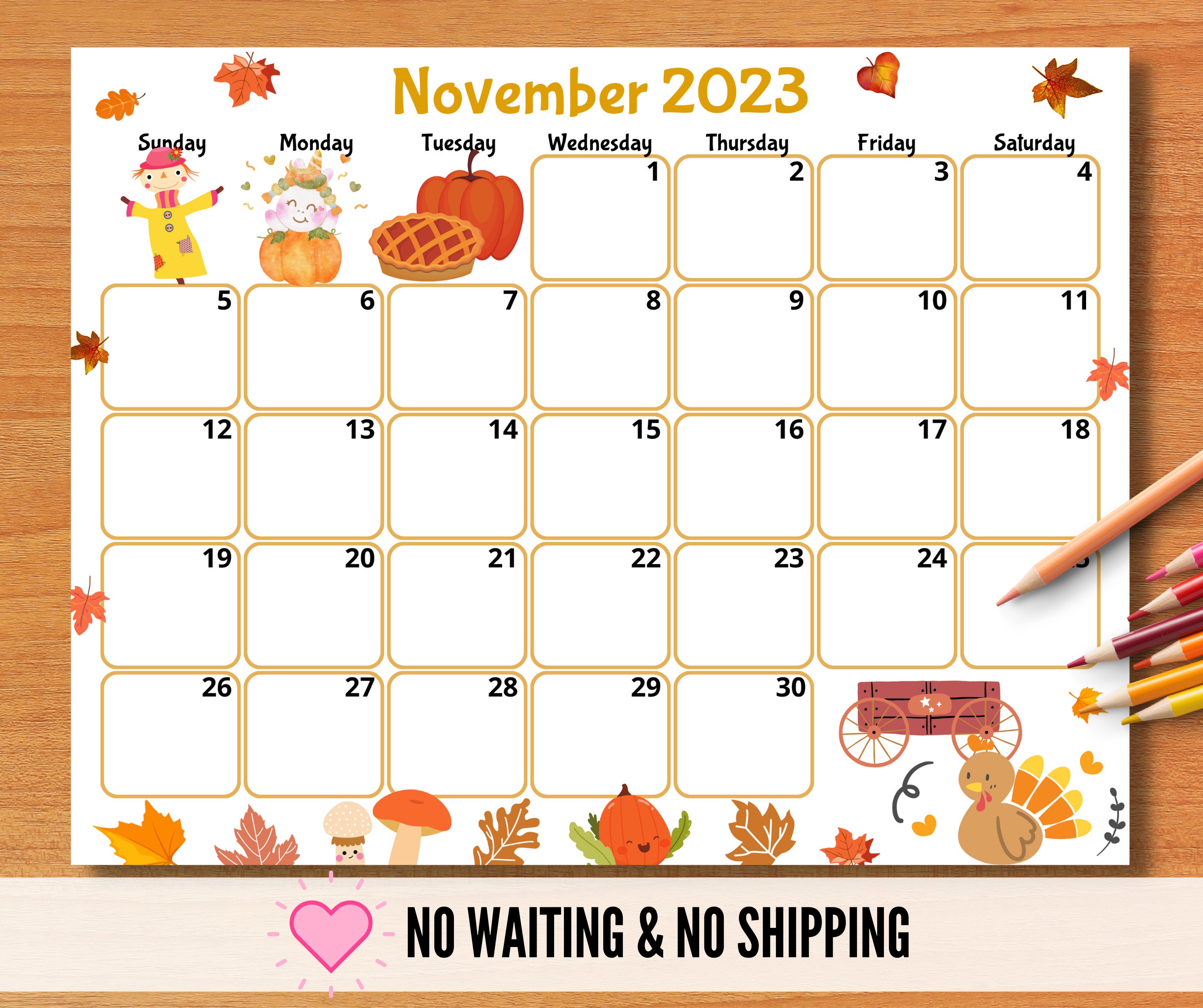 EDITABLE November 2023 Calendar Printable Kids Calendar 2023 - Etsy Canada