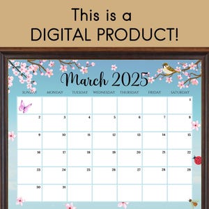EDITABLE March 2025 Calendar, Beautiful Spring W/ Cherry Blossom, St ...