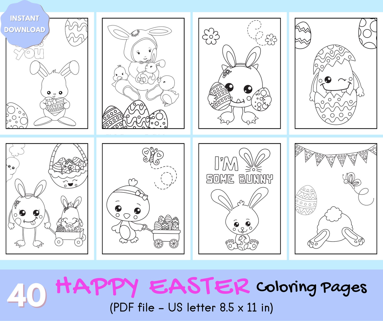40 Printable Easter Coloring Pages for Kids Boys Girls - Etsy