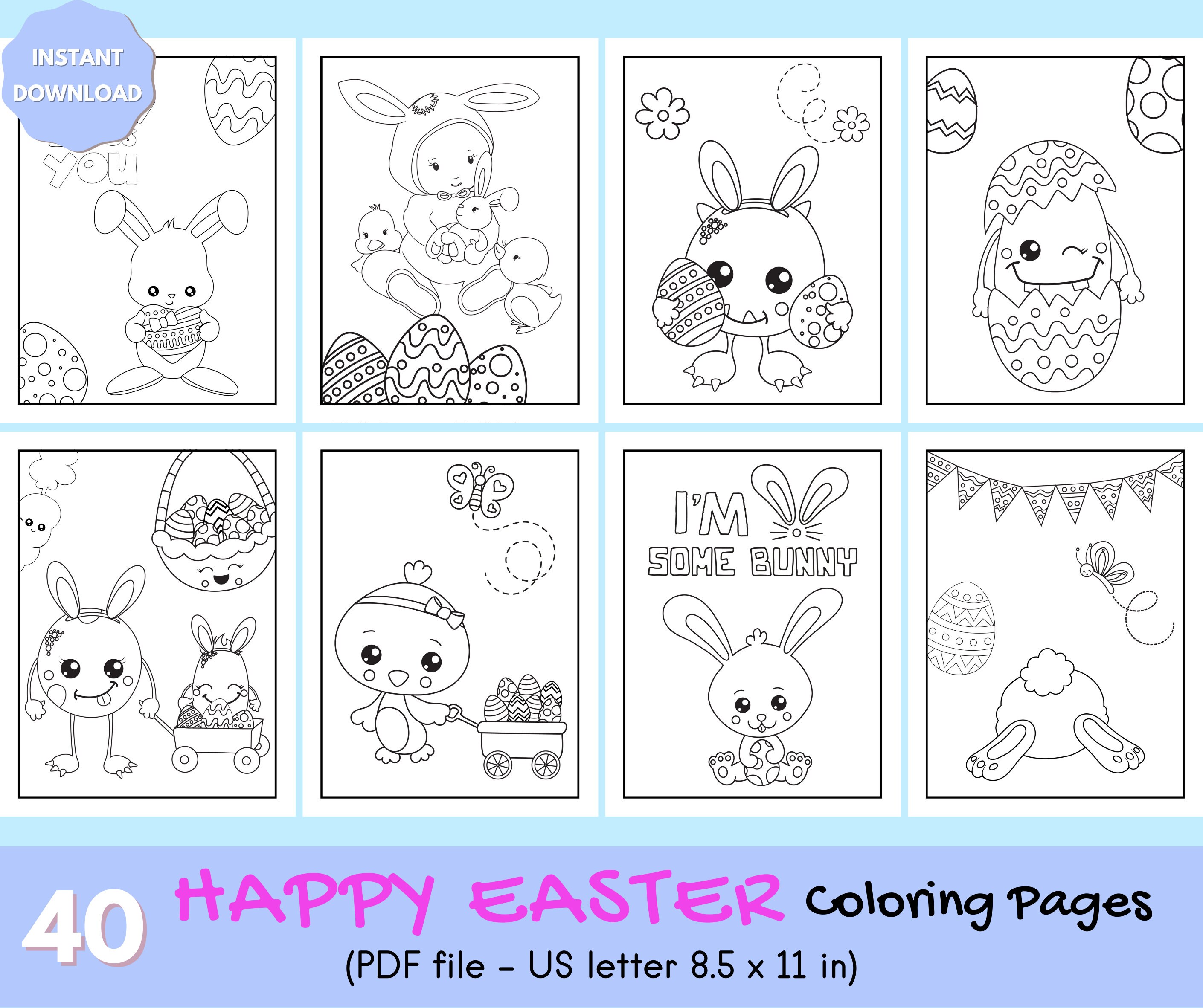 40 Printable Easter Coloring Pages for Kids Boys Girls - Etsy