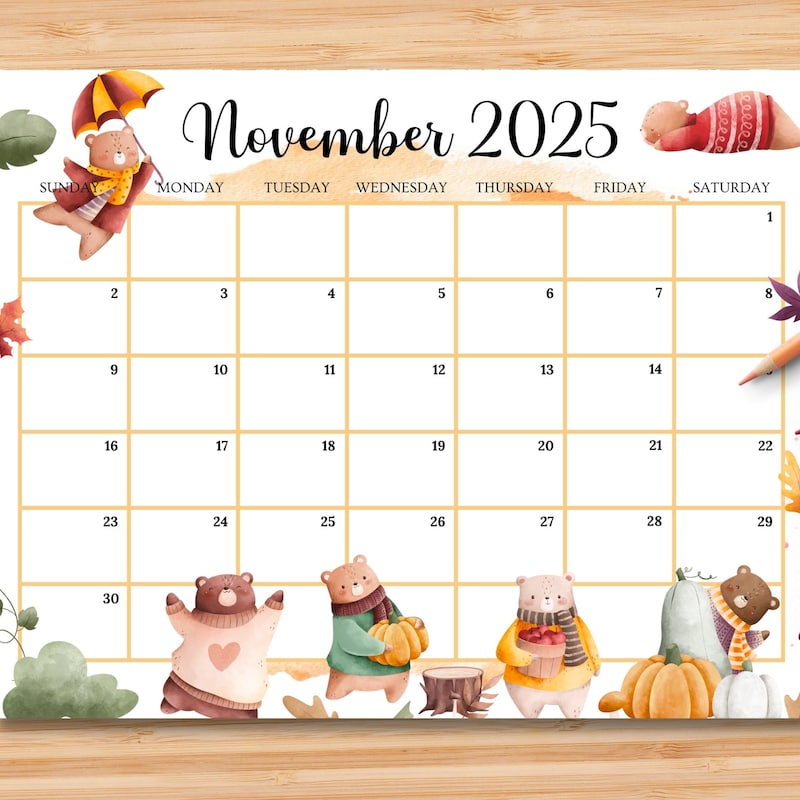 August November 2025 Calendar - Etsy Canada