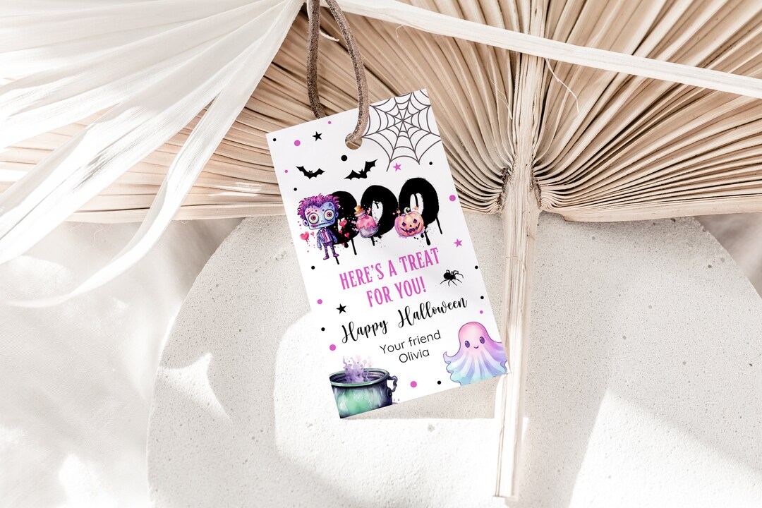 EDITABLE Halloween Pastel Favor Tags, Boo Gift Tags, Costume Party ...