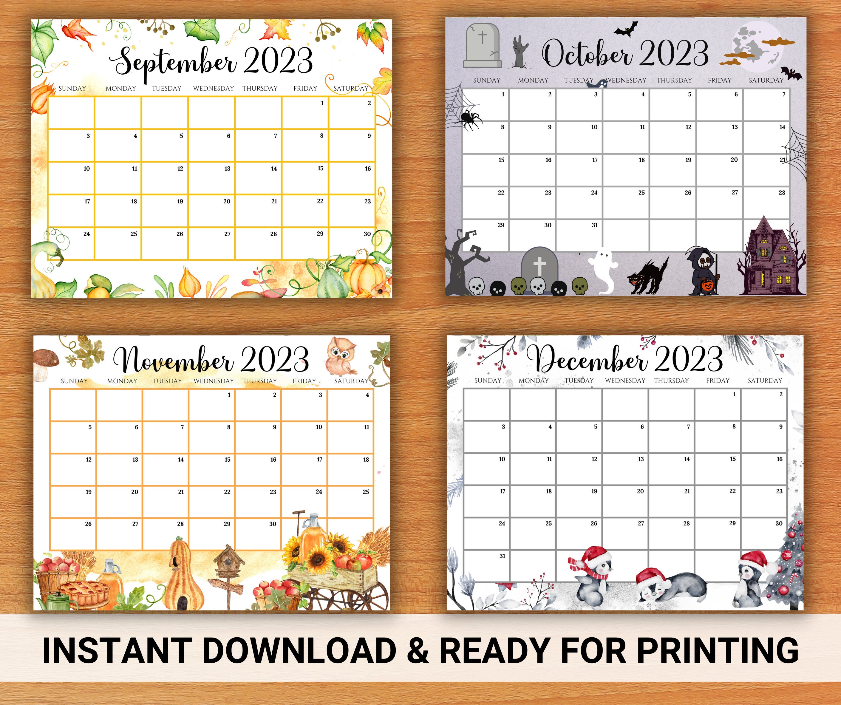 EDITABLE Monthly Calendar 2023 Bundle Cute Printable Fillable - Etsy ...