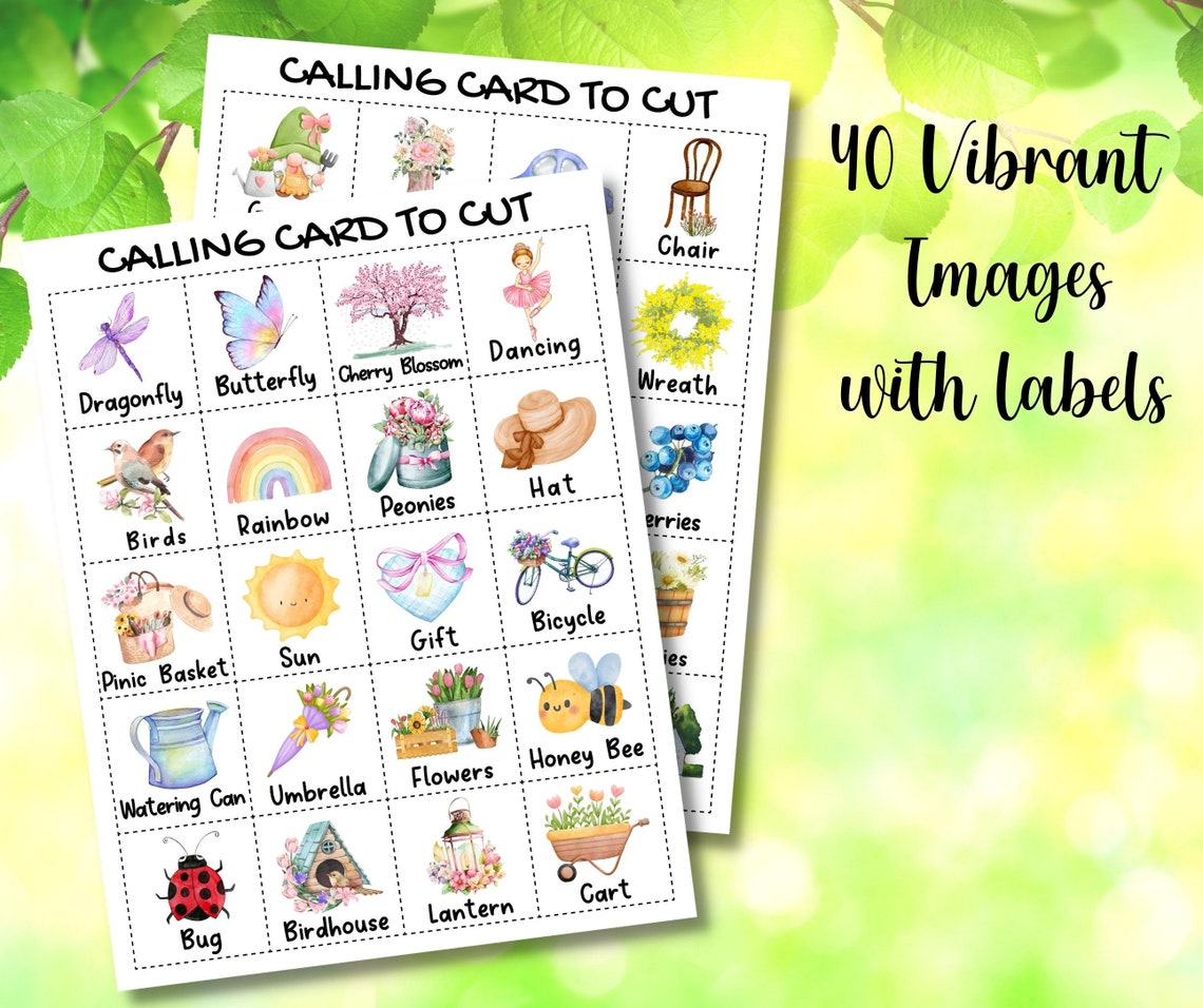 Printable Spring Bingo Game 50 Unique Bingo Cards W/labels - Etsy