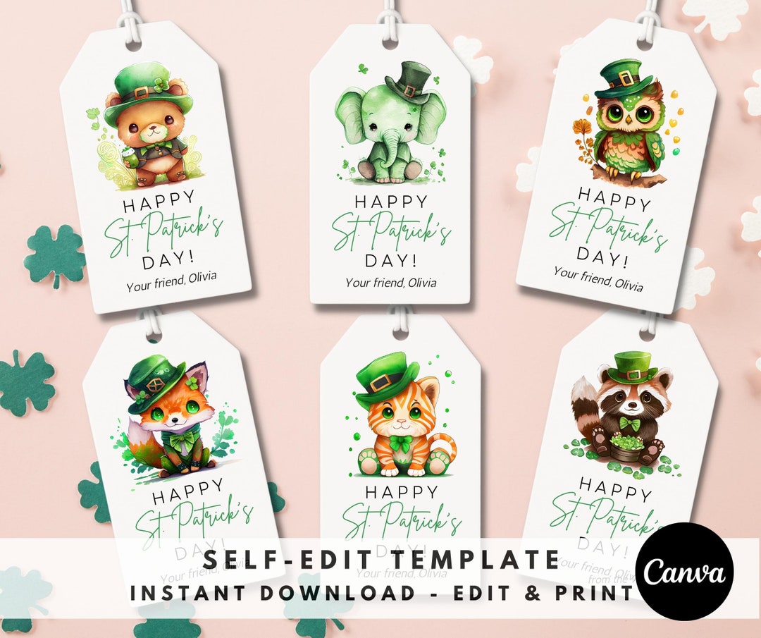 EDITABLE St. Patrick's Day Gift Tag, St Patrick's Day Tag W/ Cute ...