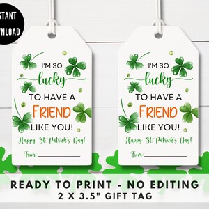 Printable St. Patrick's Day Gift Tag, Happy St Patrick's Day Tag ...