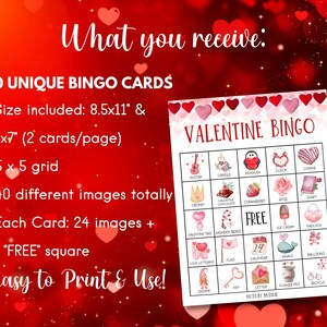 Valentine Bingo Game, Printable Bingo Cards, Valentine's Day Games for ...