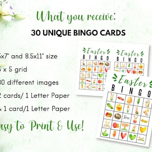 Printable Easter Bingo, 30 Unique Easter Bingo Cards, Easter Activity ...