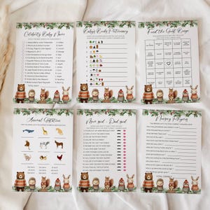 Christmas Baby Shower Game Bundle, Woodland Animals, Merry Little Baby ...
